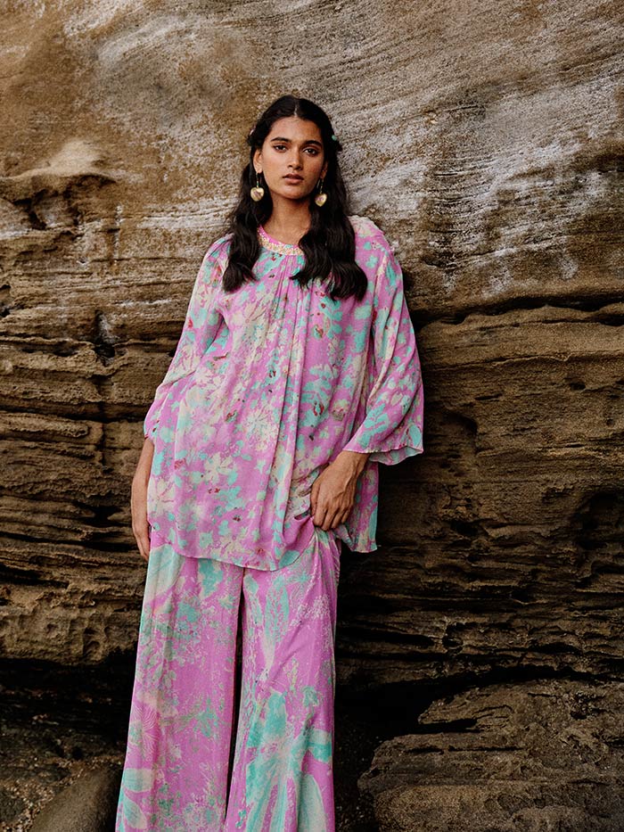 Buy Pink Printed Keya Co-ord Set| Shop Saundh